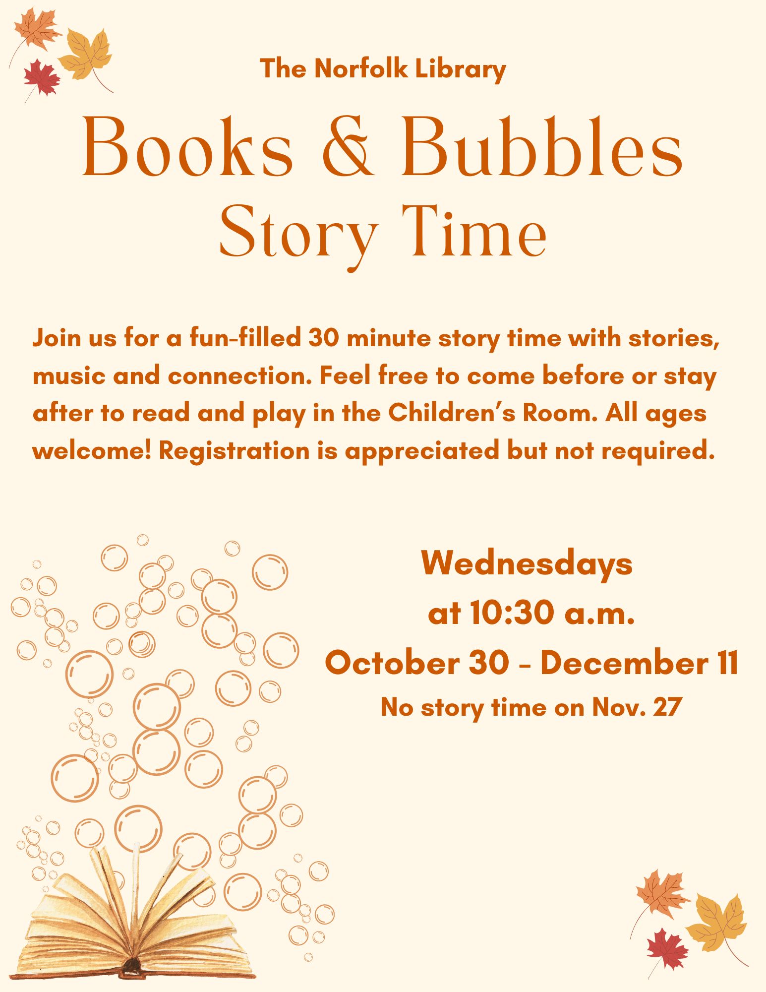 Norfolk Library | Books & Bubbles Story Time